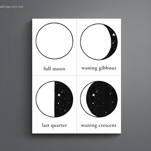 Printable Lunar Phase Flash Cards Set. Moon Phase Flash Cards. Moon ...