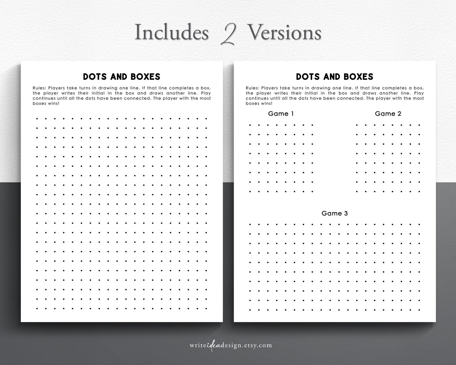 Dots and Boxes Printable Game. Dot Grid Printable Game. Pigs - Etsy