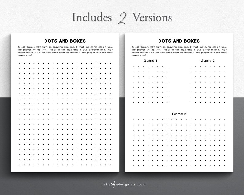 Dots and Boxes Printable Game. Dot Grid Printable Game. Pigs - Etsy