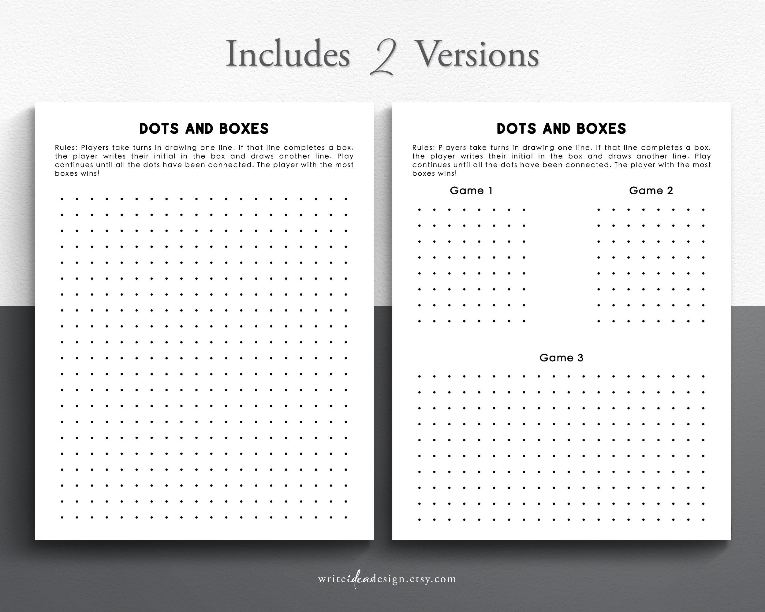 Dots and Boxes Printable Game. Dot Grid Printable Game. Pigs - Etsy
