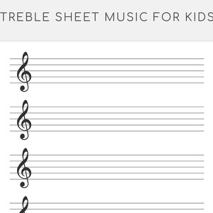 Kids Printable Treble Clef Sheet Music for Letter/a4. Blank - Etsy