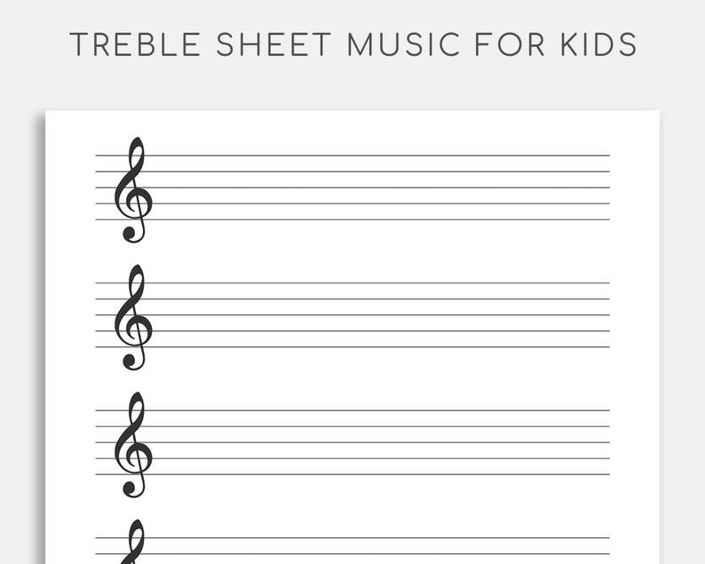 Kids Printable Treble Clef Sheet Music for Letter/a4. Blank - Etsy