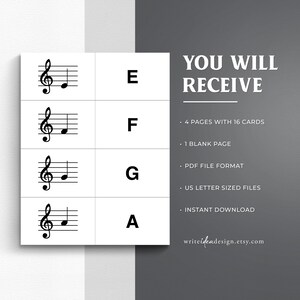 Printable Music Note Flash Cards. Treble Clef. Learning to Read Music ...