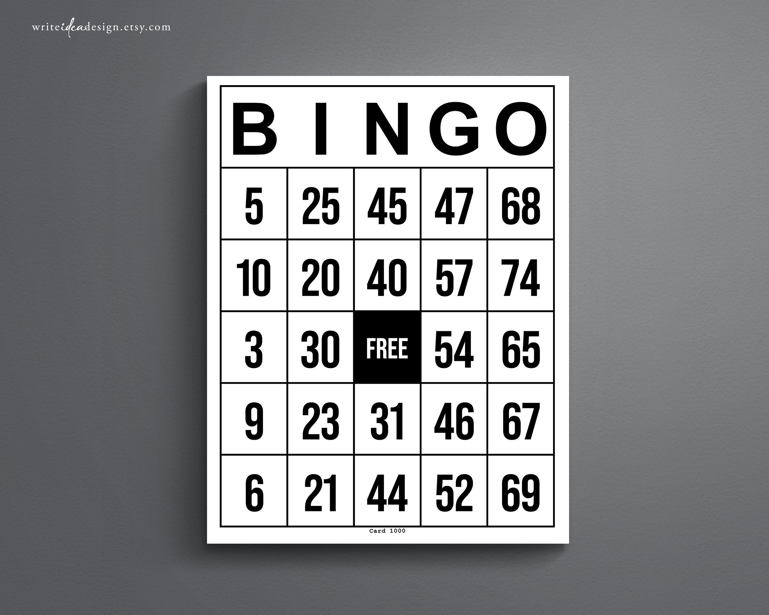 Printable Jumbo Bingo Cards Set of 1000. Large Print Bingo. - Etsy UK