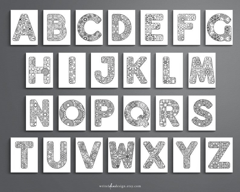 Mandala Alphabet Coloring Pages. Letter Coloring. Printable Letter ...