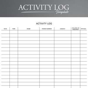 Activity Log. Activity Tracker Template. Activity and Follow-up ...
