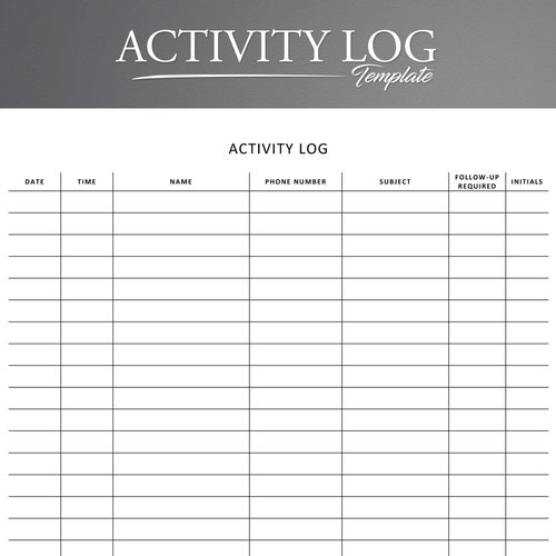 Activity Log. Activity Tracker Template. Activity and - Etsy