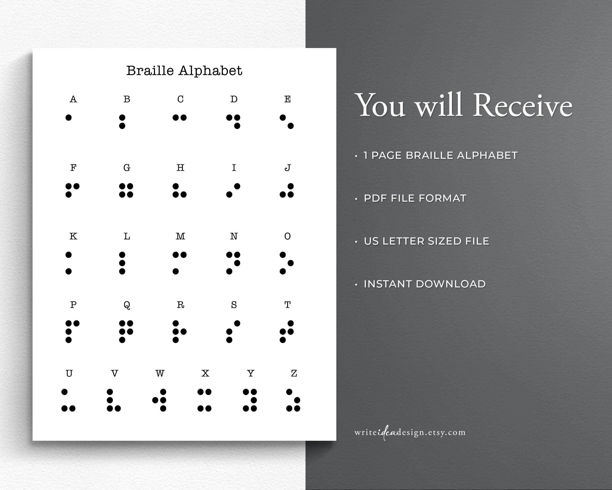Printable Braille Alphabet Learning Sheet (PDF) - Etsy