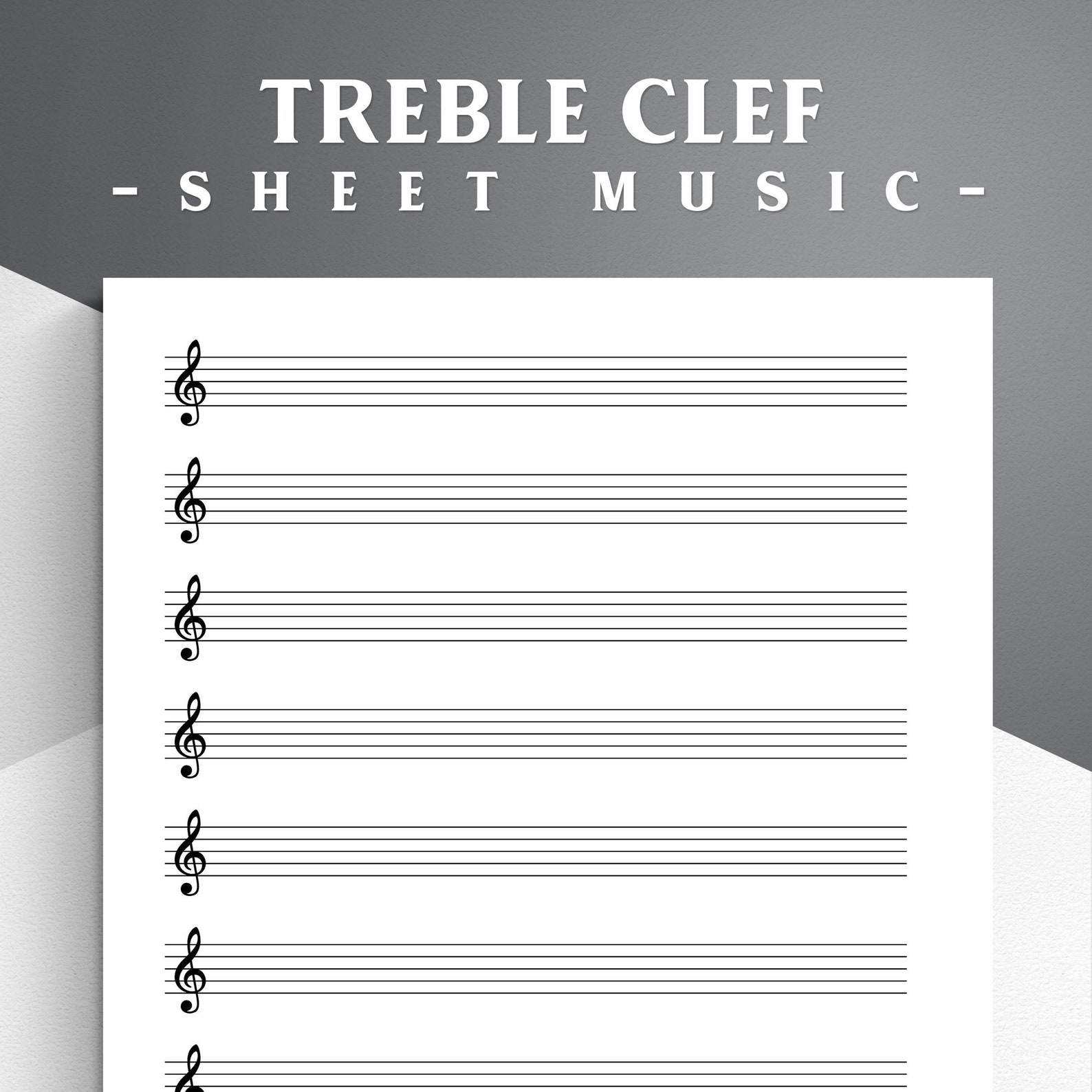 Printable Treble Clef Sheet Music for Letter/a4. Blank Music Treble ...