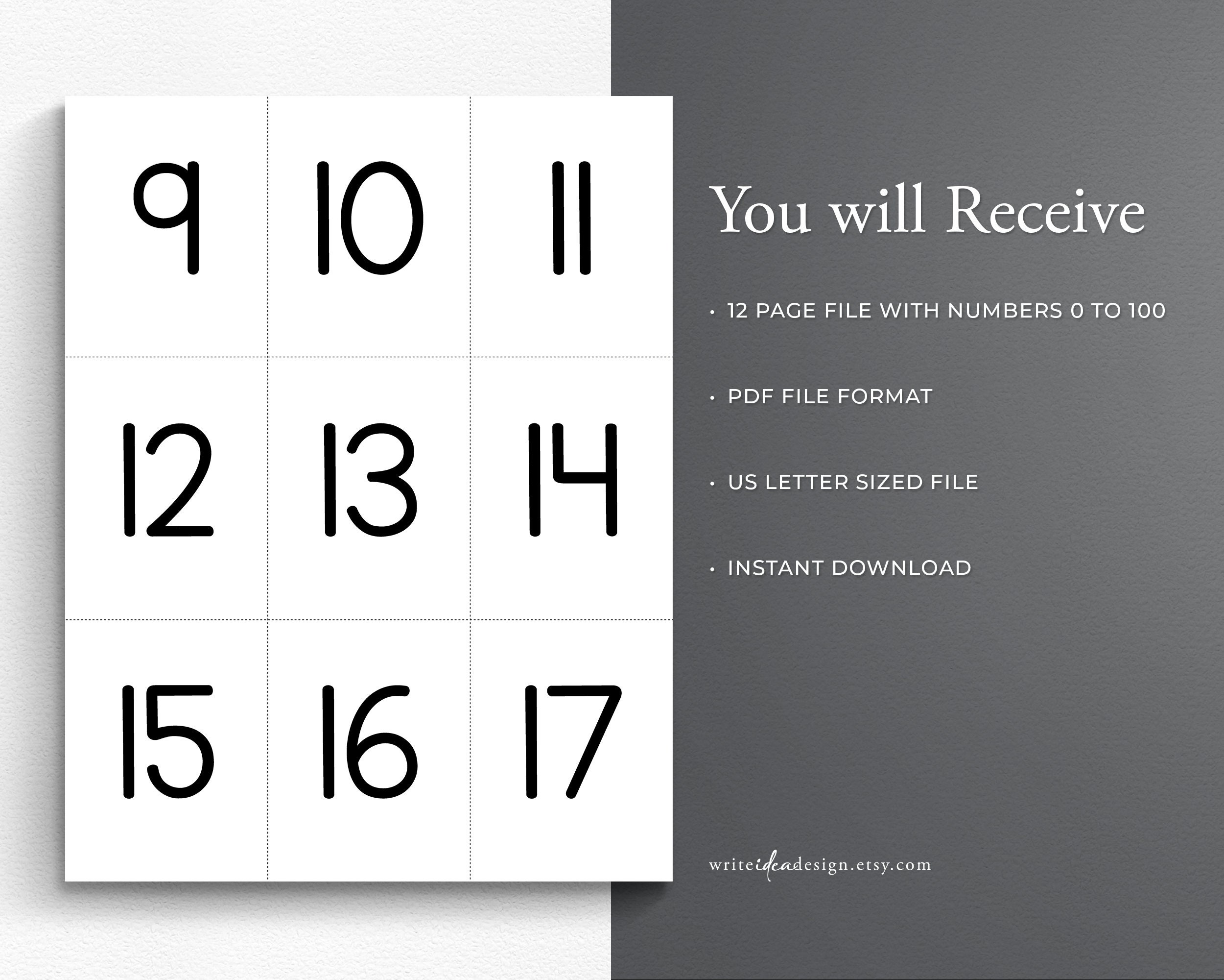 Numbers 0-100 Printable Flash Cards. Preschool Flash Cards. Preschool ...