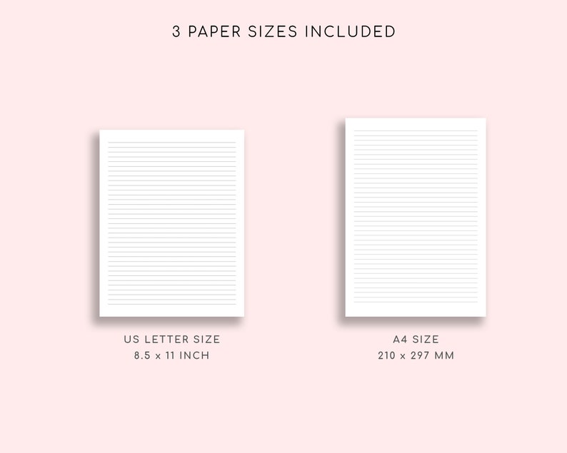 Printable Lined Paper. Wide Ruled Paper. College Ruled Paper. - Etsy