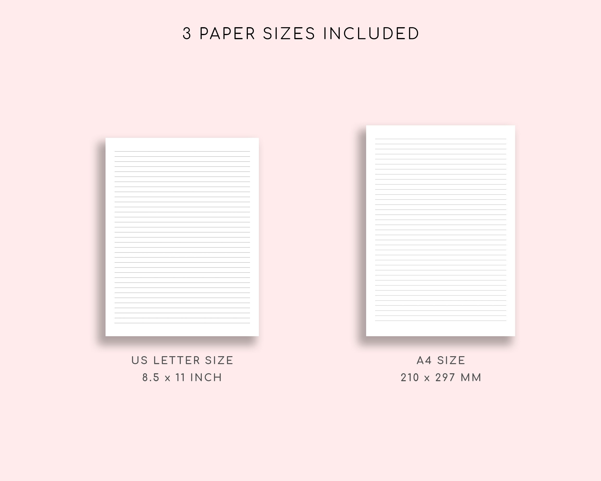 Printable Lined Paper. Wide Ruled Paper. College Ruled Paper. - Etsy