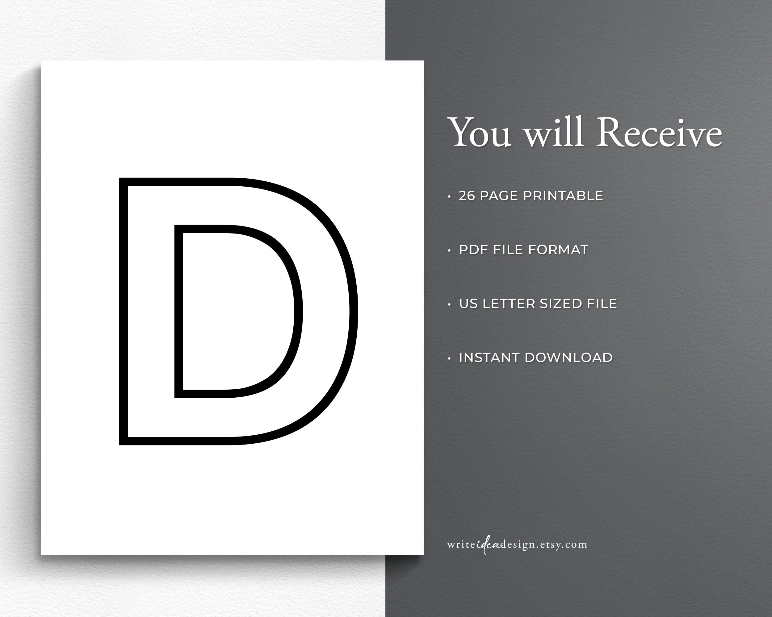 Printable Uppercase Letters. Printable Alphabet. 26 Pages. - Etsy