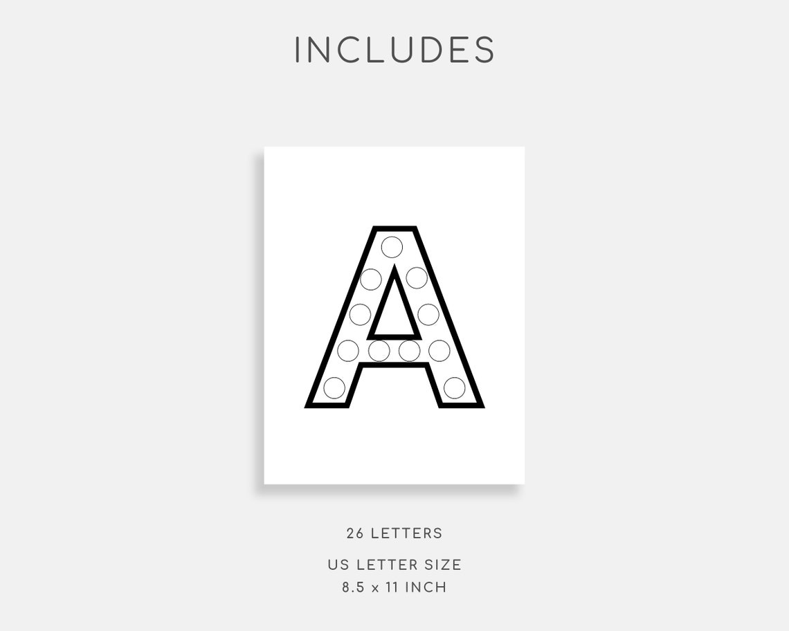 Printable Uppercase Do-a-dot Letters. Printable Dot Alphabet. | Etsy