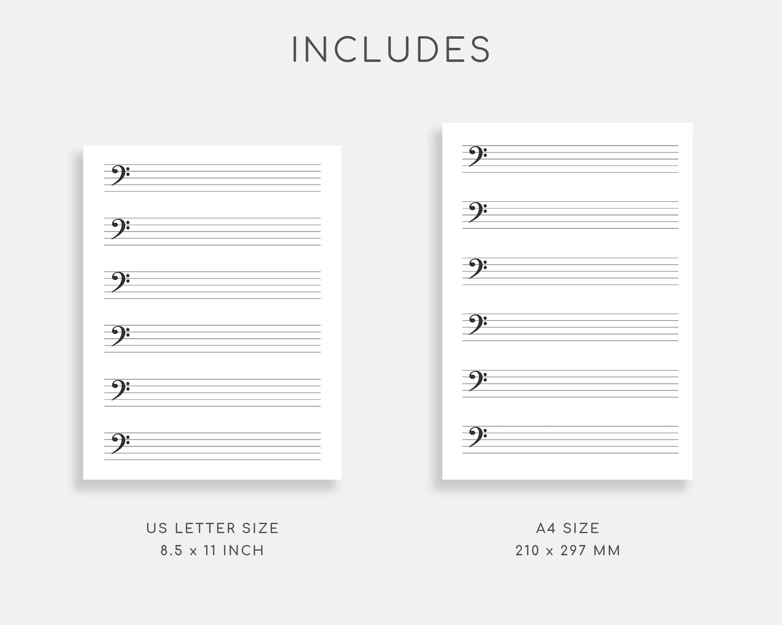 Kids Printable Bass Clef Sheet Music for Letter/a4. Blank | Etsy