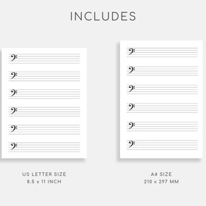 Kids Printable Bass Clef Sheet Music for Letter/a4. Blank | Etsy