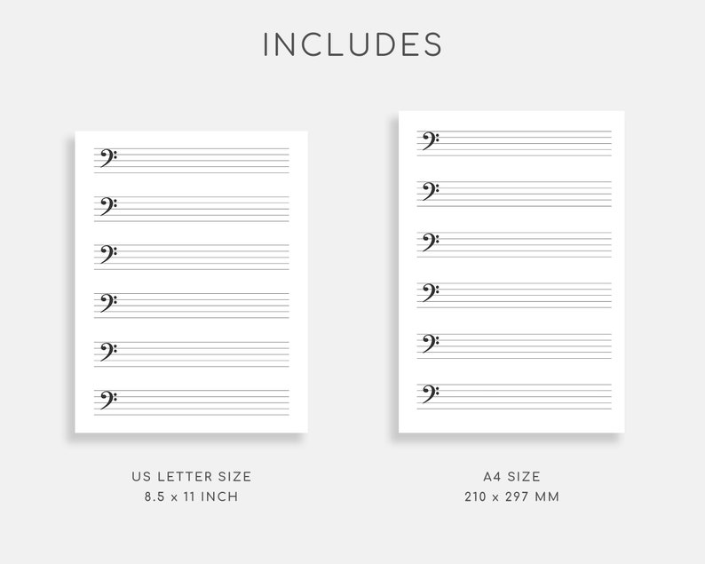 Kids Printable Bass Clef Sheet Music for Letter/a4. Blank | Etsy