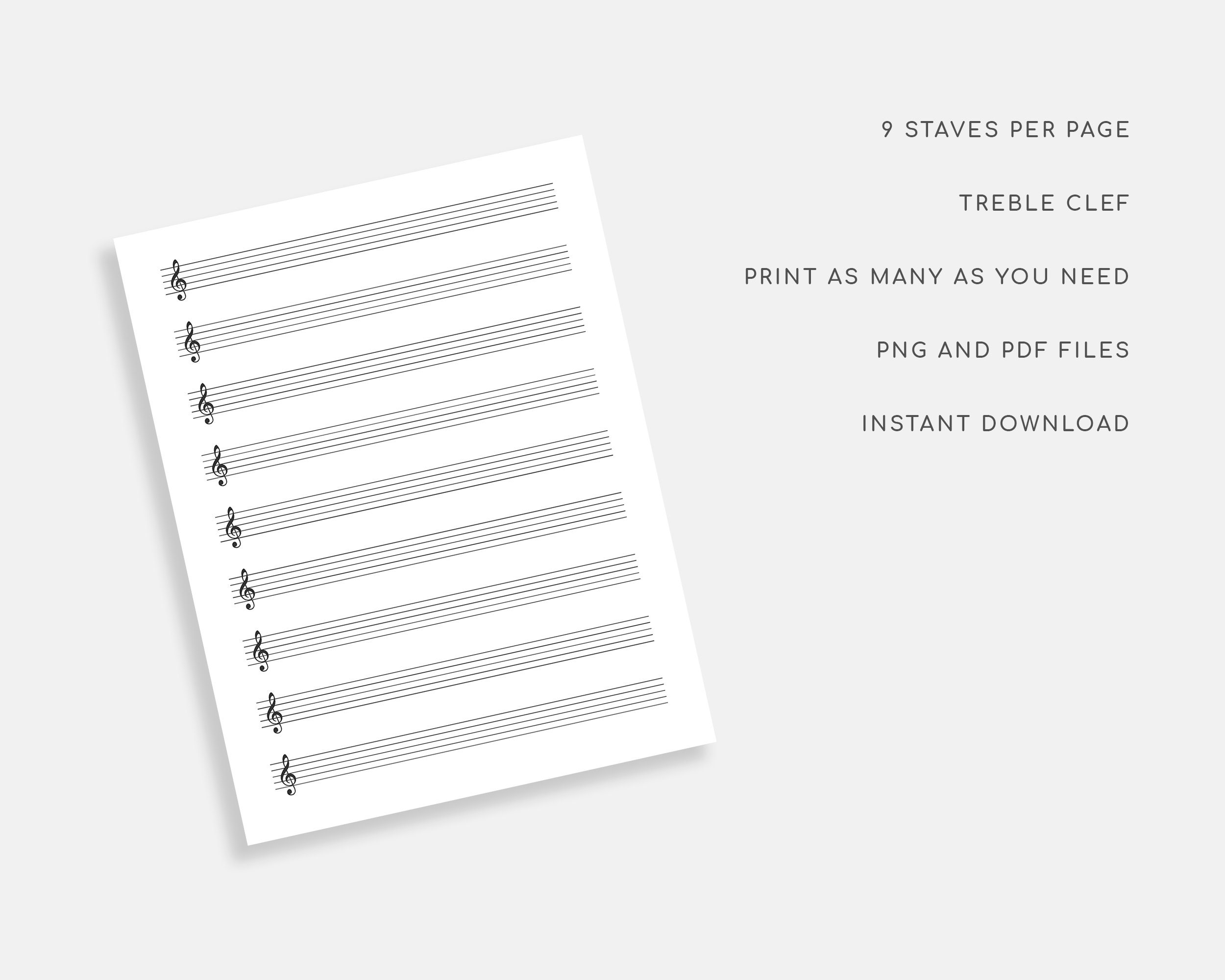 Printable Treble Clef Sheet Music for Letter/a4. Blank Music - Etsy Canada