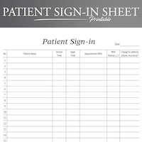 Patient Sign in Sheet | Instant Download | Full Name, Check In ...