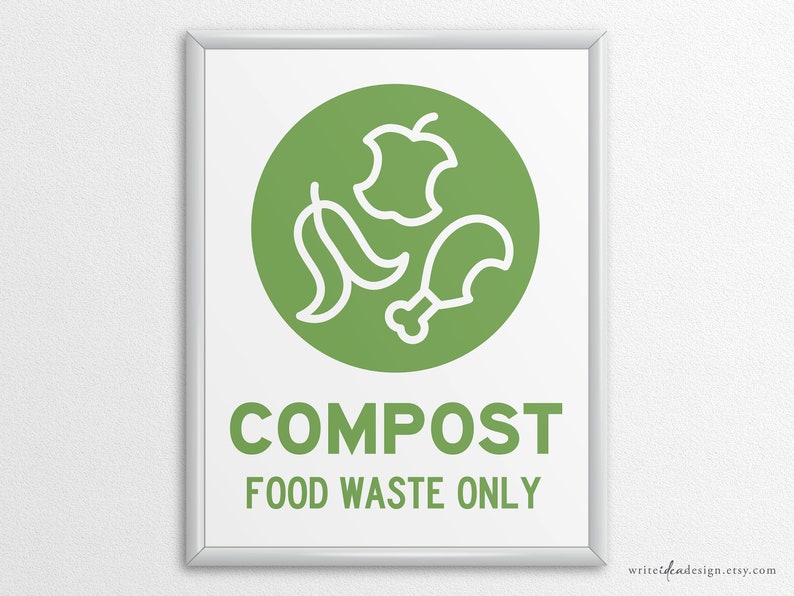 Printable Compost Food Waste Only Sign in US Letter and A4 - Etsy