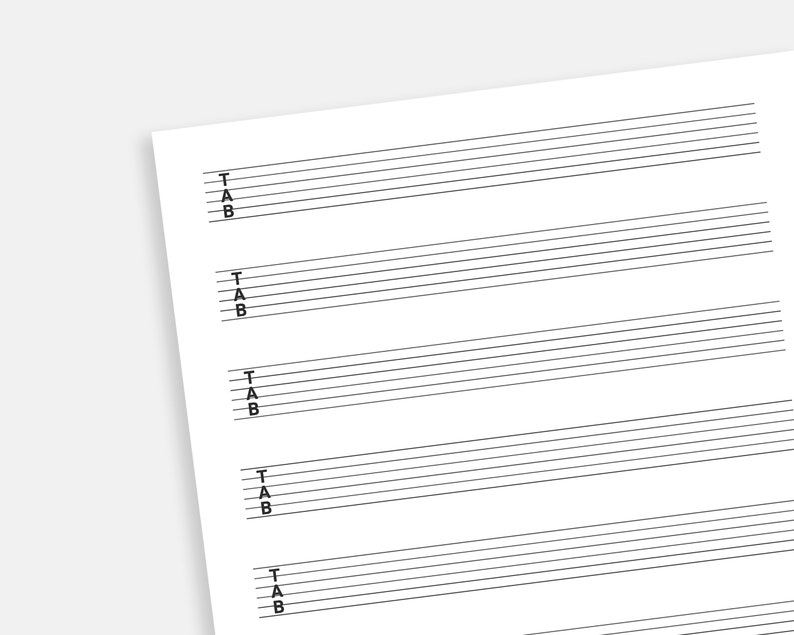 Printable Guitar Tab Paper for US Letter and A4. Blank Guitar - Etsy