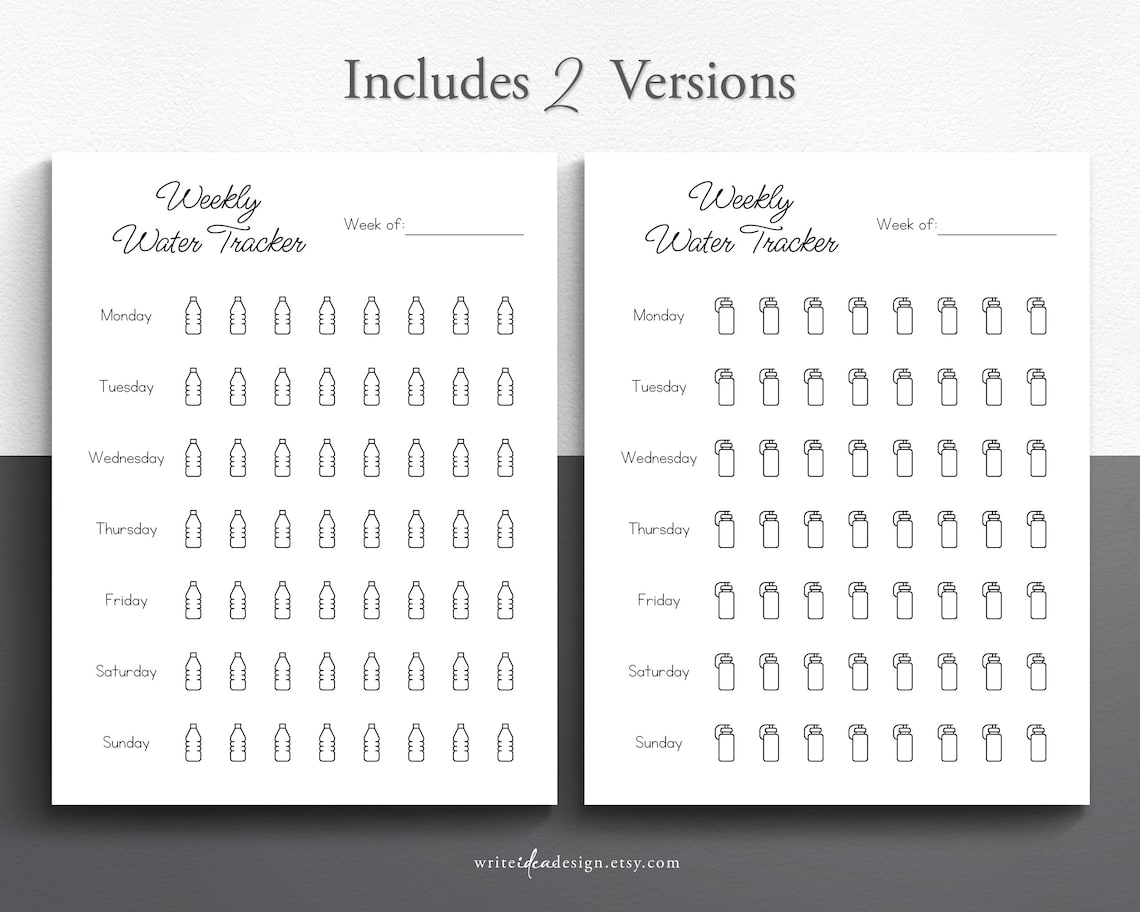 Weekly Water Tracker. Water Log. Weekly Water Challenge. - Etsy