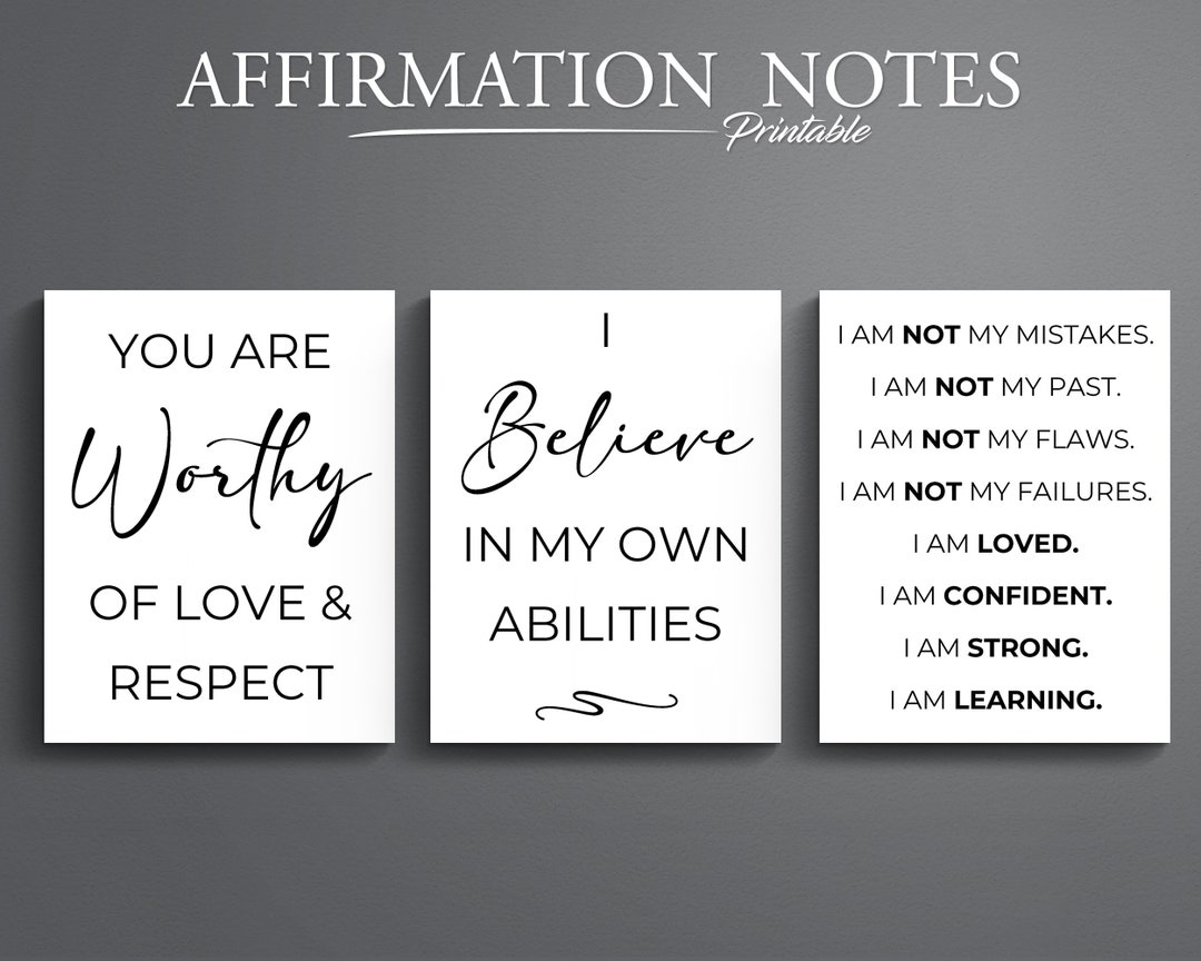 45 Affirmation Notes. Printable Self Care Messages. Daily Affirmations ...