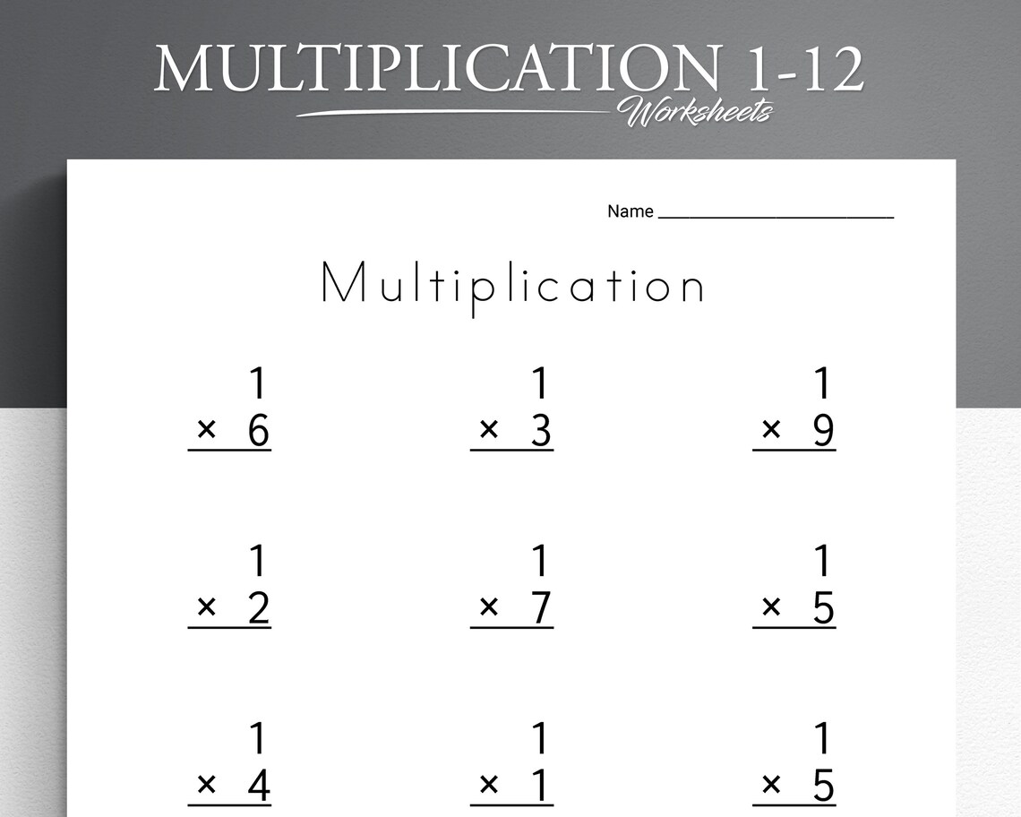 Multiplication Worksheets for 1-12. Math Worksheets. Preschool - Etsy