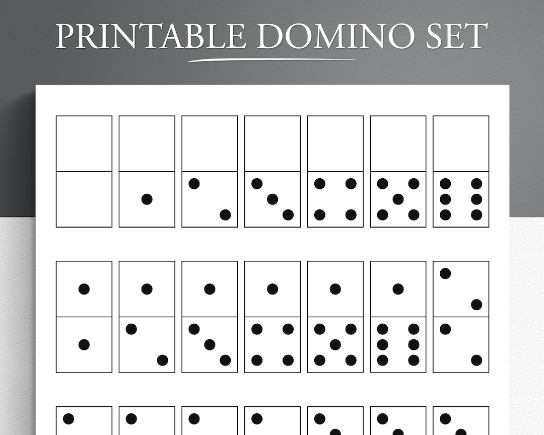 Printable Domino Set: 28 Double-six Dominoes (PDF Download) - Etsy