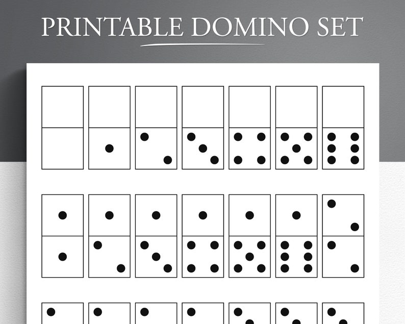 Printable Domino Set: 28 Double-six Dominoes (PDF Download) - Etsy