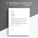 2 Weeks Notice. Letter Template. Google Docs/microsoft Word. Notice ...