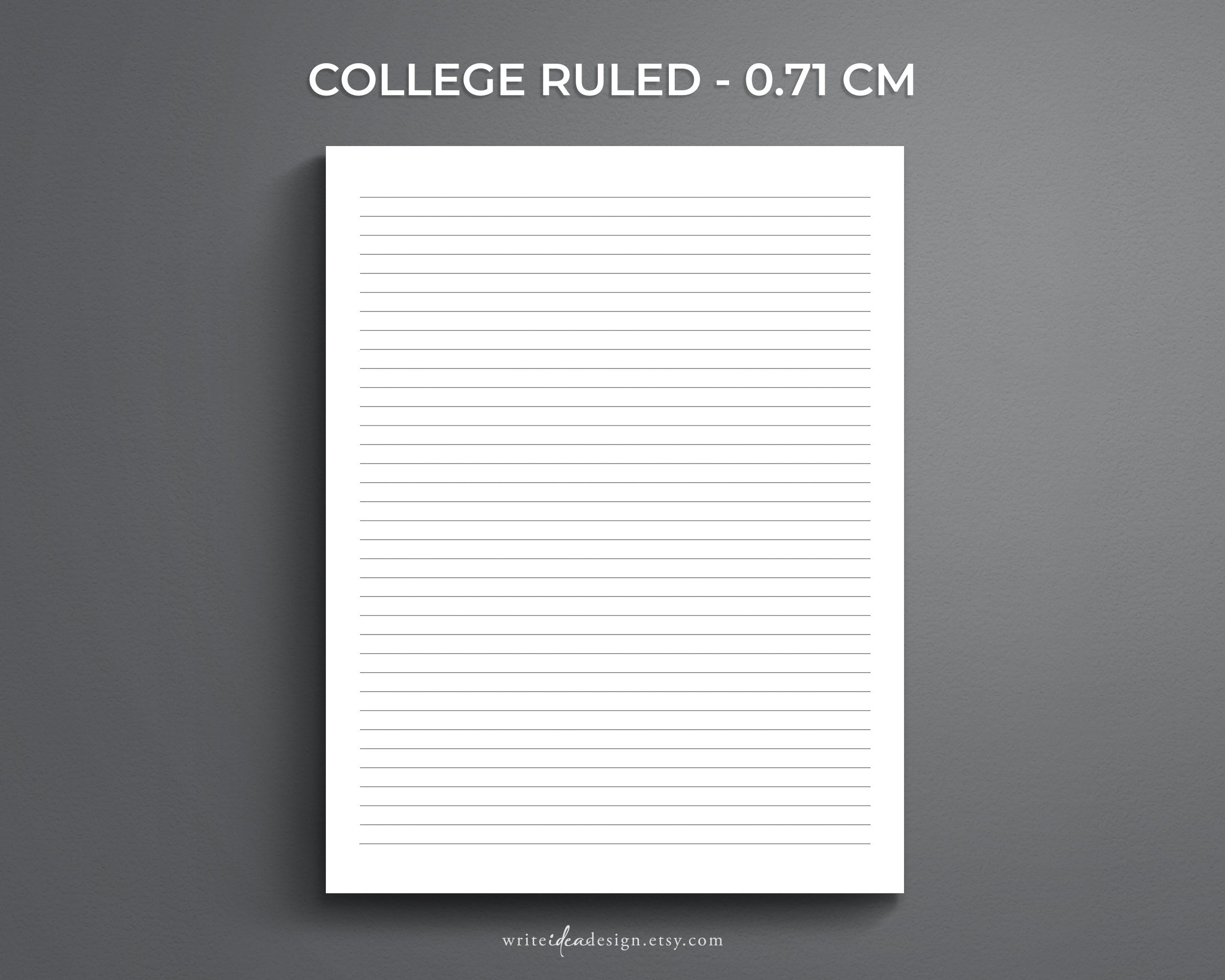 Printable Lined Paper. Wide Ruled Paper. College Ruled Paper. Digital ...