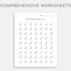 Multiplication Worksheets for 1-12. Math Worksheets. Preschool - Etsy