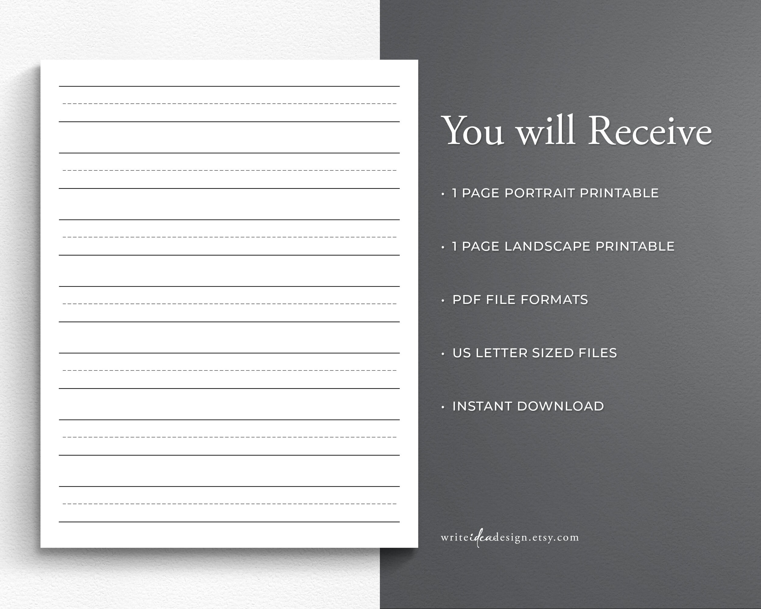 Practice Writing Paper. Handwriting Paper. Penmanship Paper. - Etsy