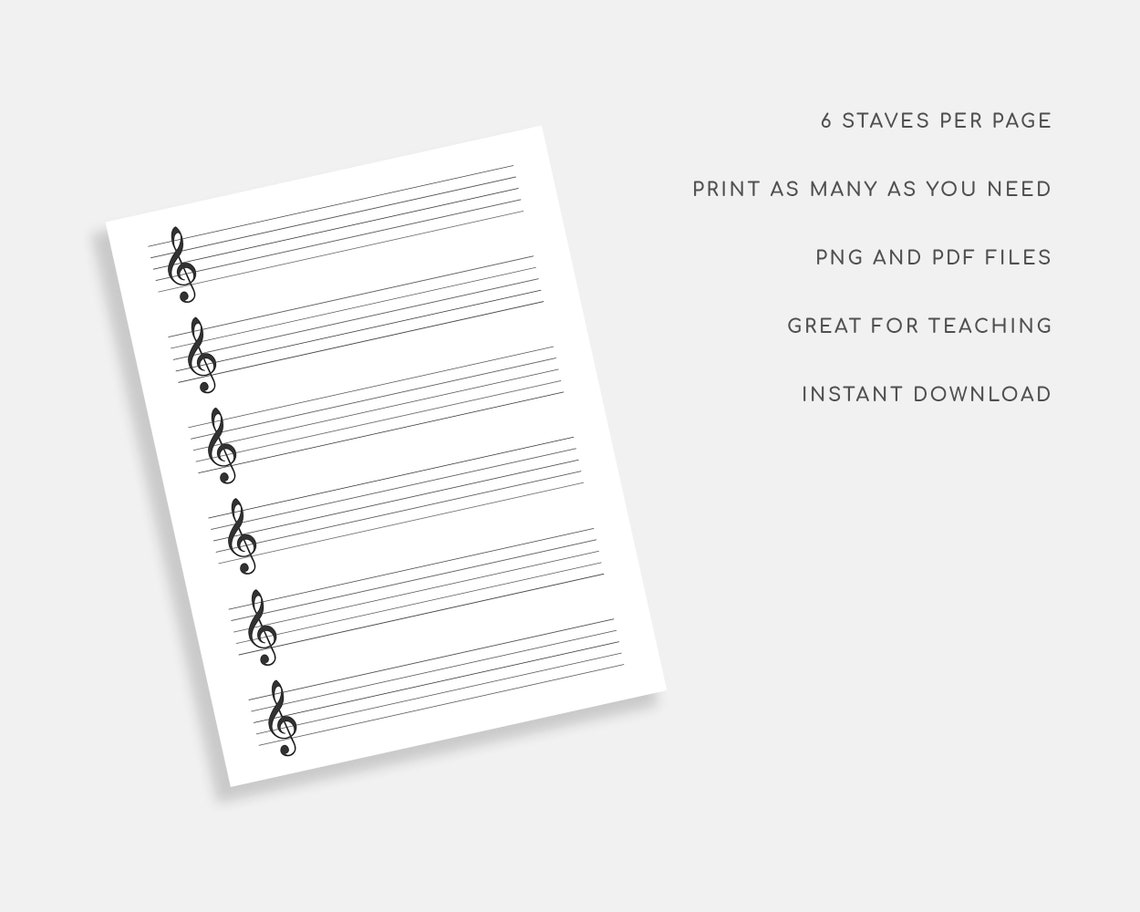 Kids Printable Treble Clef Sheet Music for Letter/a4. Blank - Etsy