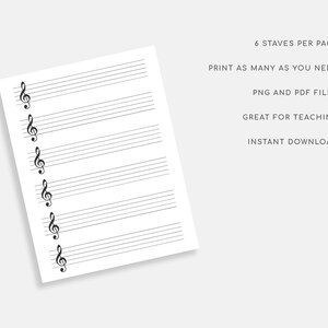 Kids Printable Treble Clef Sheet Music for Letter/a4. Blank - Etsy