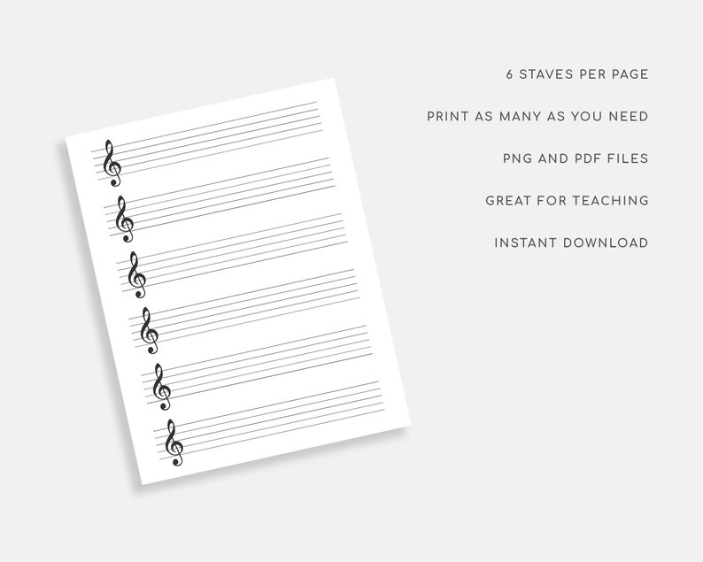 Kids Printable Treble Clef Sheet Music for Letter/a4. Blank - Etsy