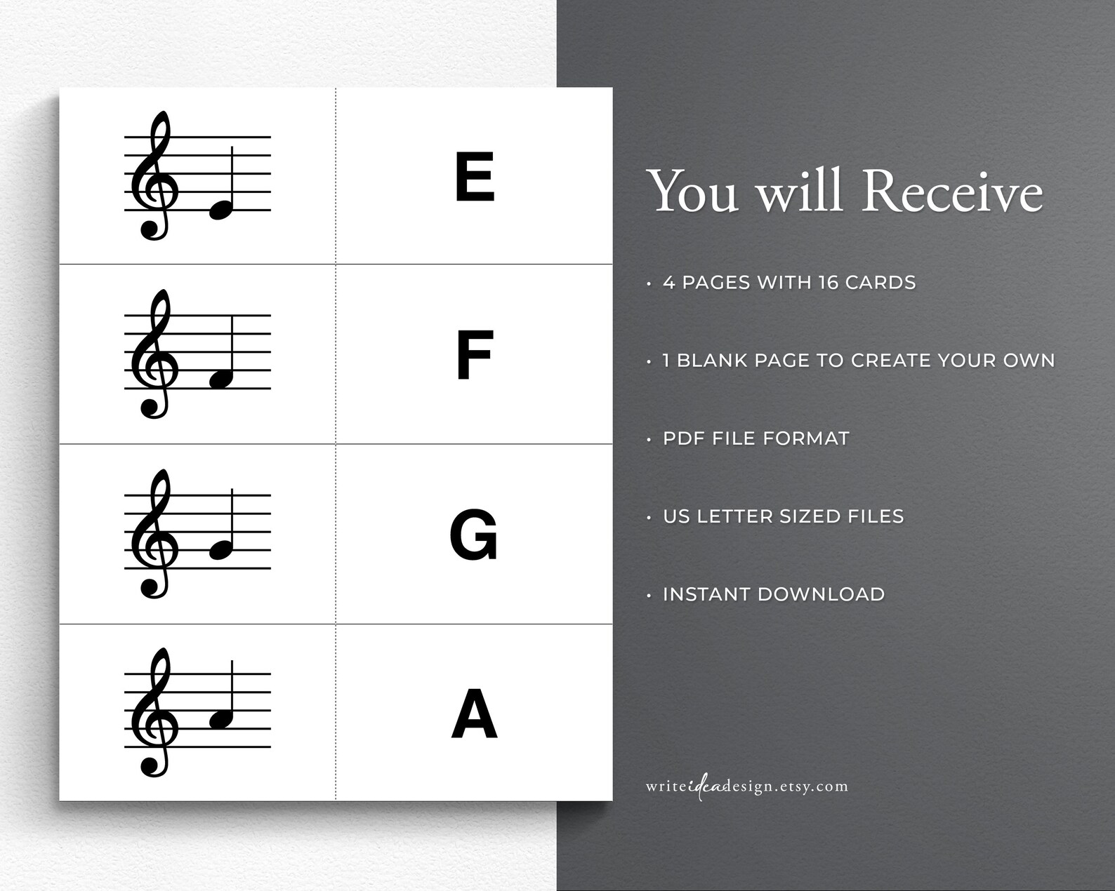 Printable Music Note Flash Cards. Treble Clef. Learning to - Etsy