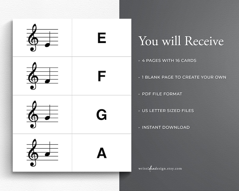 Printable Music Note Flash Cards. Treble Clef. Learning to - Etsy
