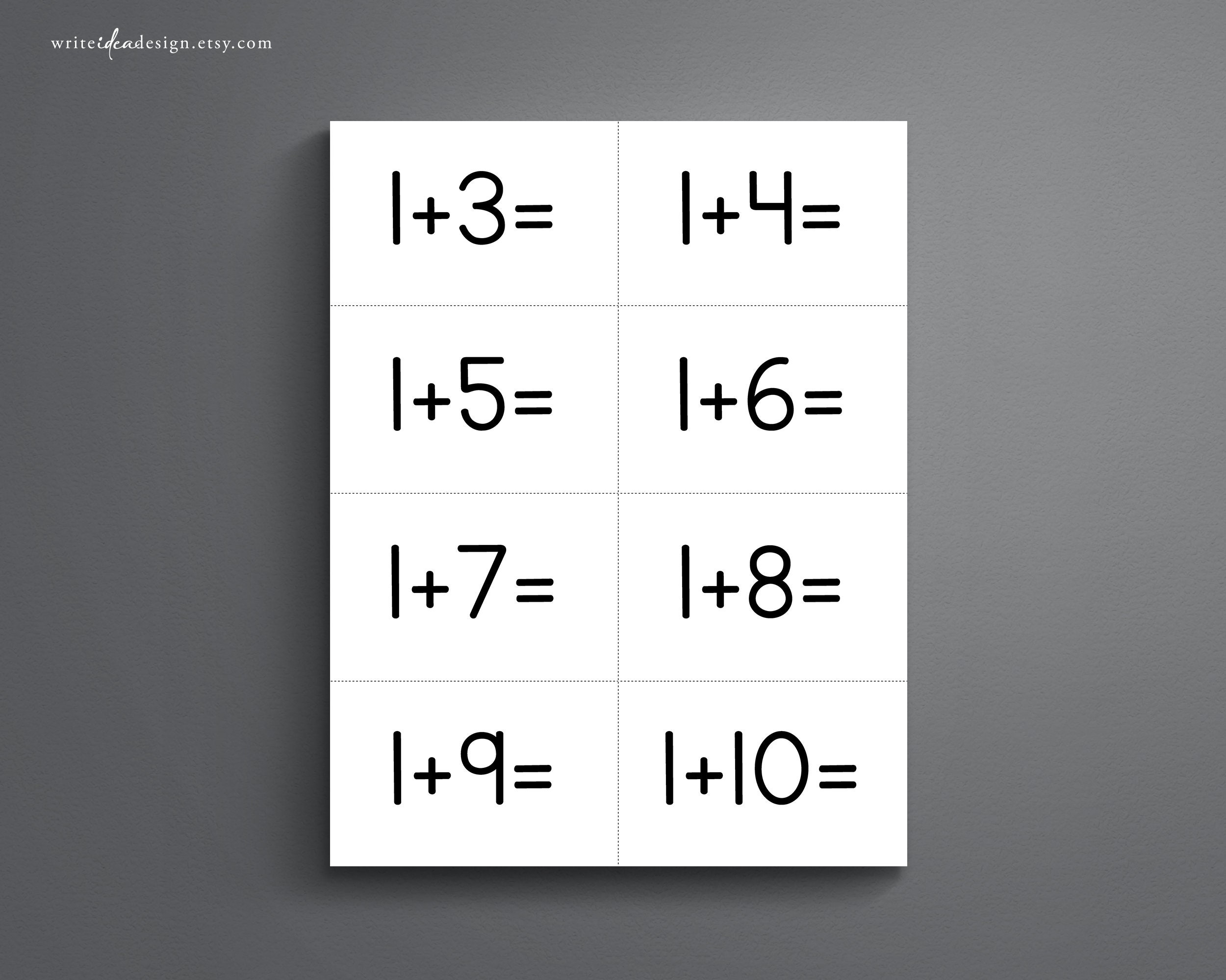 Printable Addition Flash Cards: Math Practice, Numbers 0-12 (PDF) - Etsy