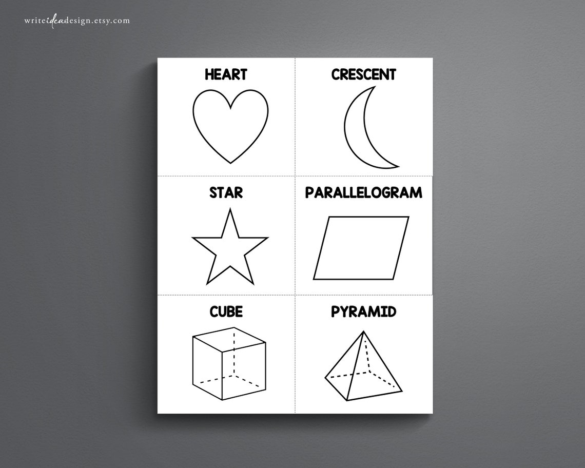 Basic Shapes Flash Cards: Printable Learning Set (PDF) - Etsy