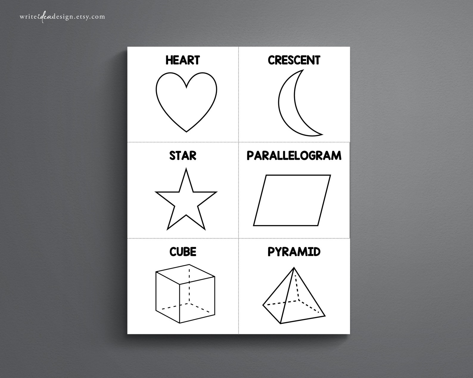 Basic Shapes Flash Cards: Printable Learning Set (PDF) - Etsy