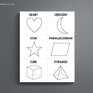 Printable Basic Shape Flash Cards Set. 18 Shapes Flash Cards. Shapes ...
