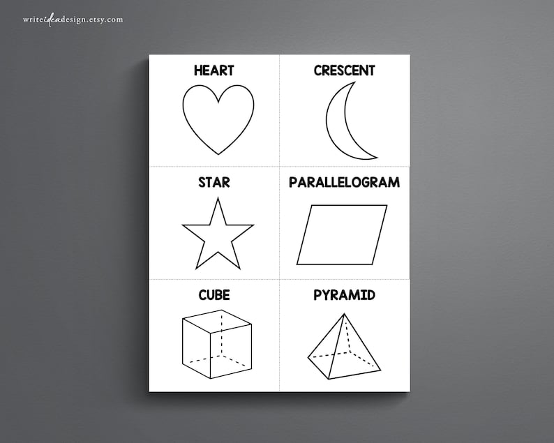 Basic Shapes Flash Cards: Printable Learning Set (PDF) - Etsy