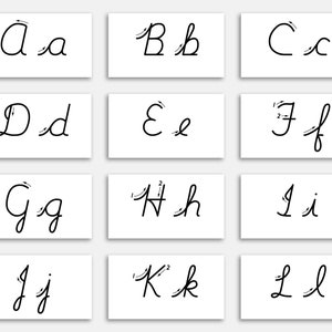 Cursive Alphabet Printable Flash Cards. Learn Cursive. Cursive | Etsy