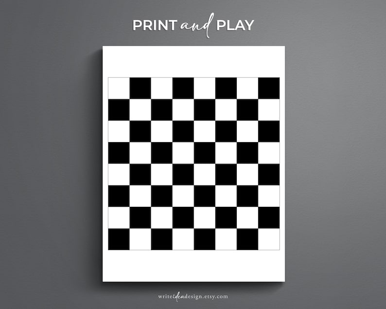 Printable Checkers Game. Printable Board Game. Printable Game. - Etsy