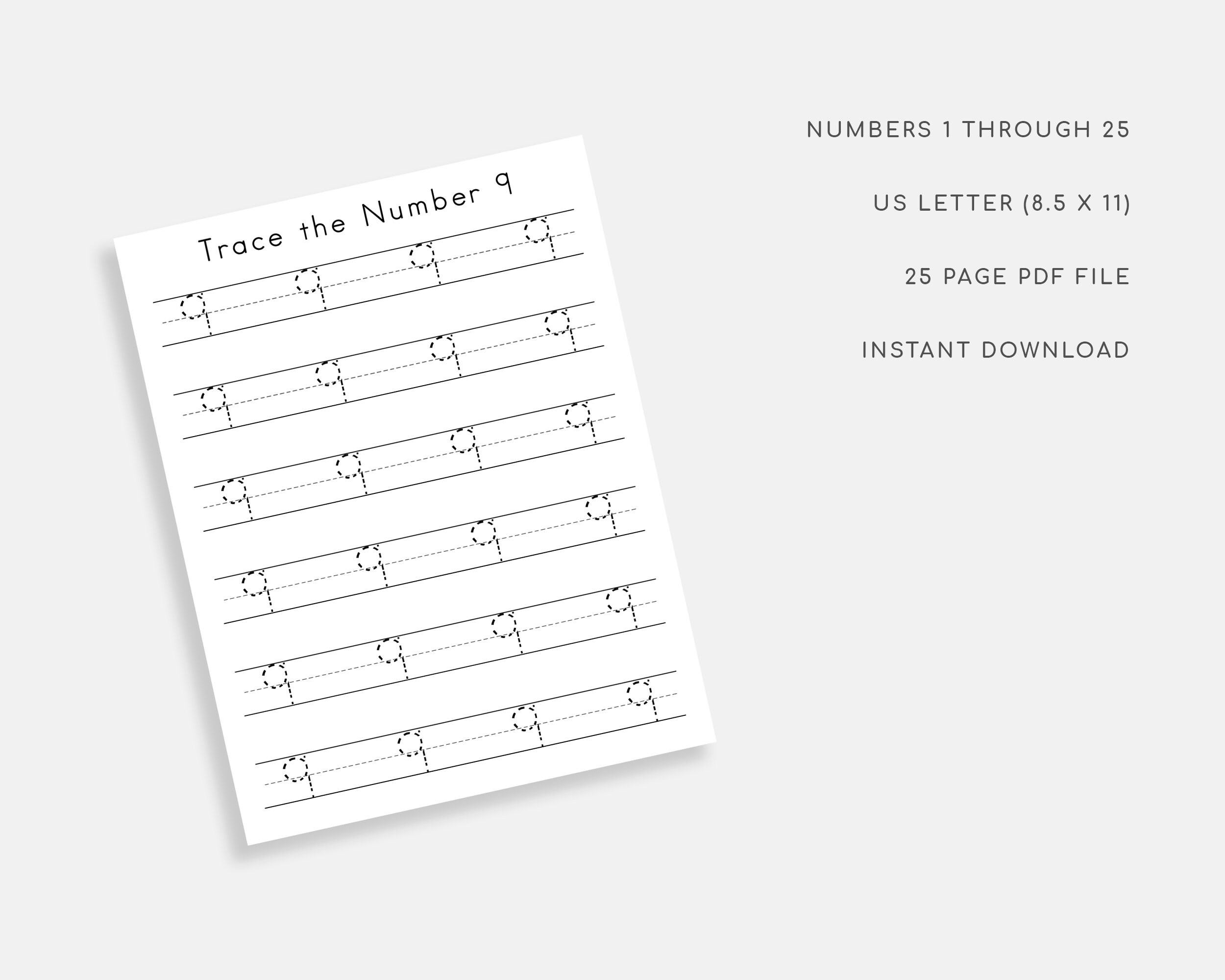 Number Tracing. 1-25 Tracing. Handwriting Practice. Learn to | Etsy