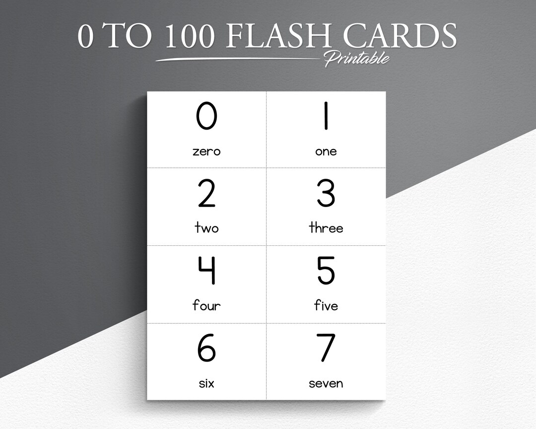 Number Words 0-100 Printable Flash Cards. Math Flash Cards. - Etsy
