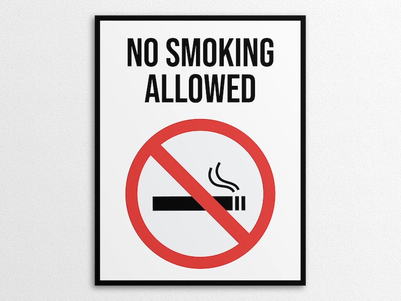 Printable No Smoking Sign in US Letter and A4 Sizes, Instant Download ...