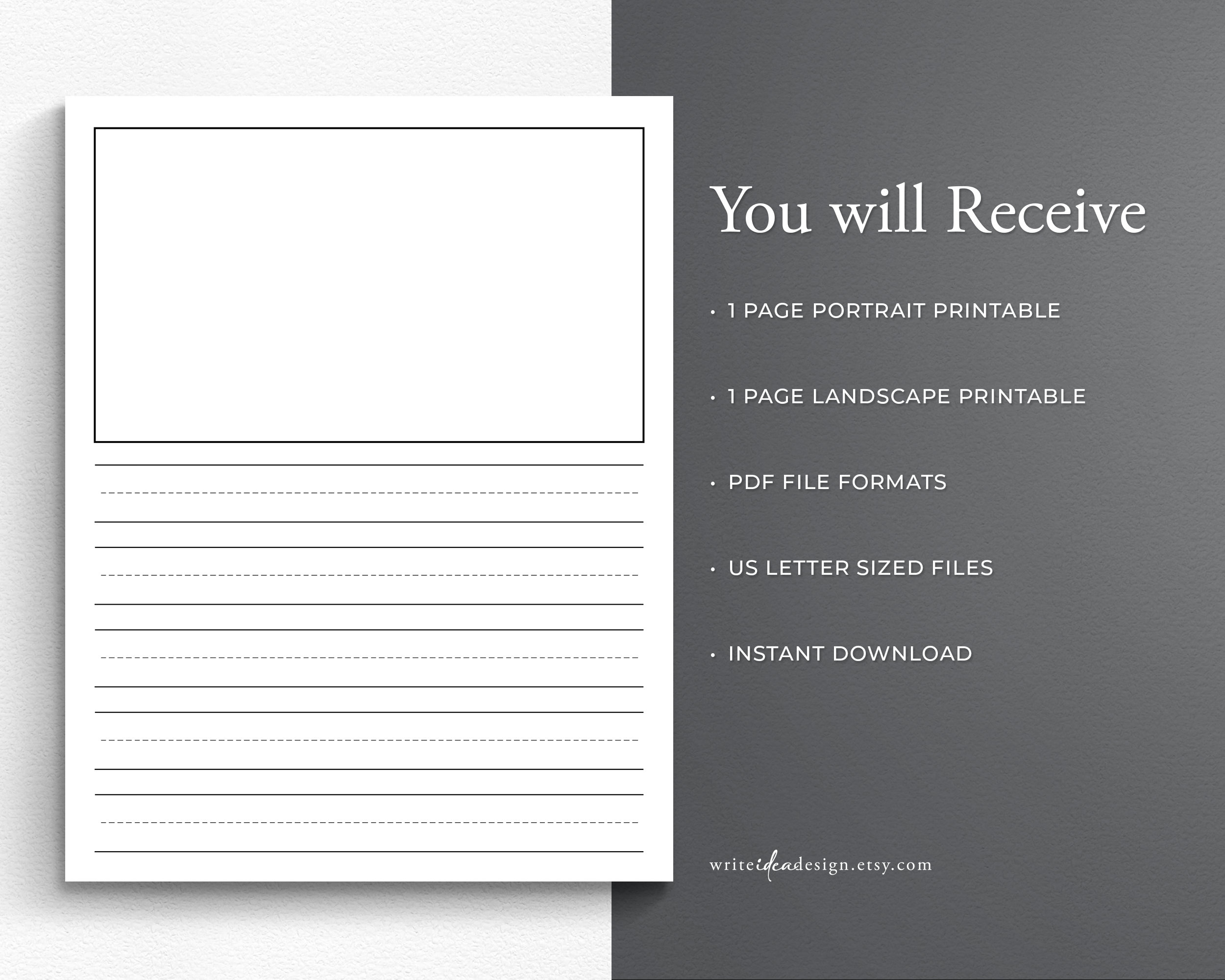 Handwriting Story Paper. Penmanship Paper. Writing Practice - Etsy